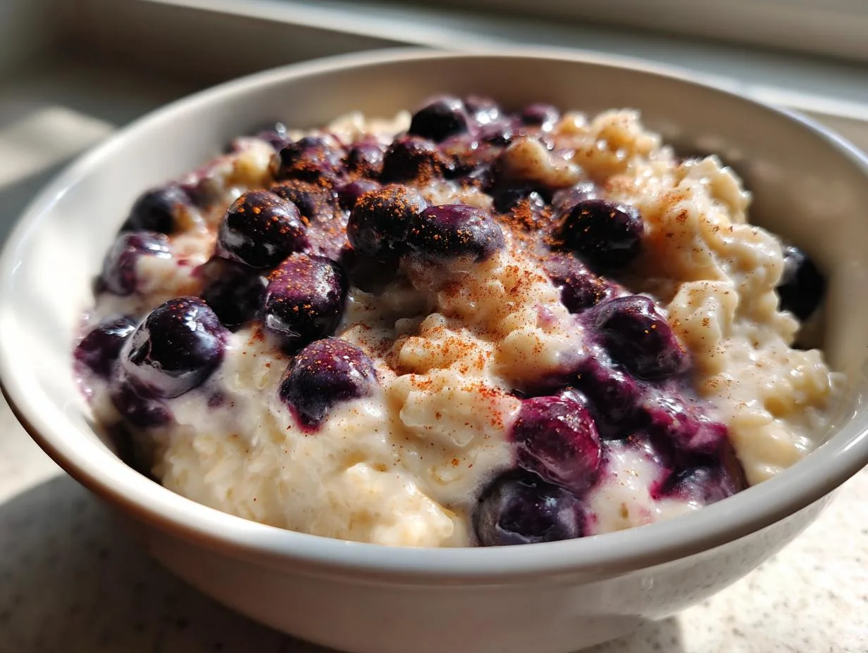Creamy Crockpot Blueberry Rice Pudding - 1 Pot Magic
