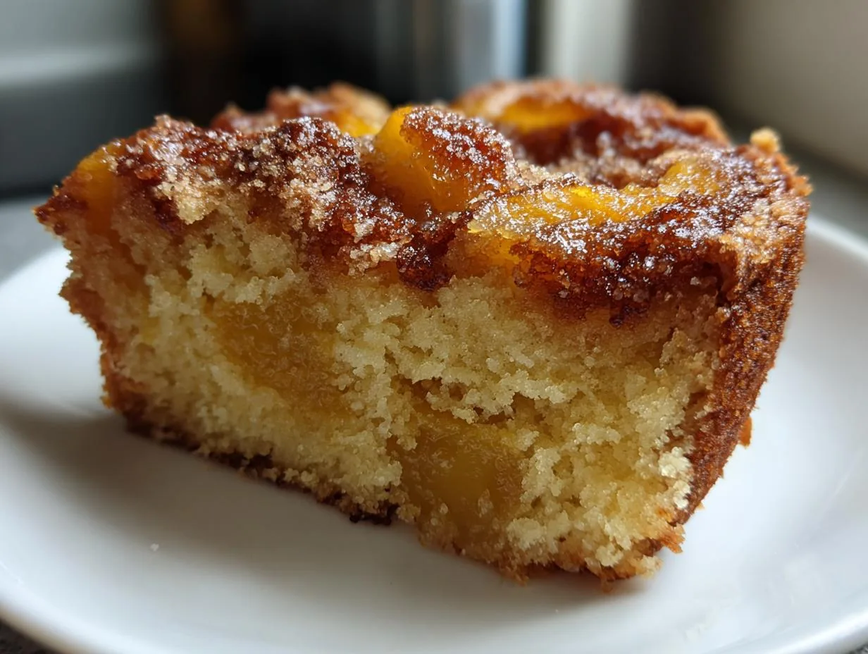 Crockpot Peach Muffin Cake: 3-Ingredient Magic Dessert!