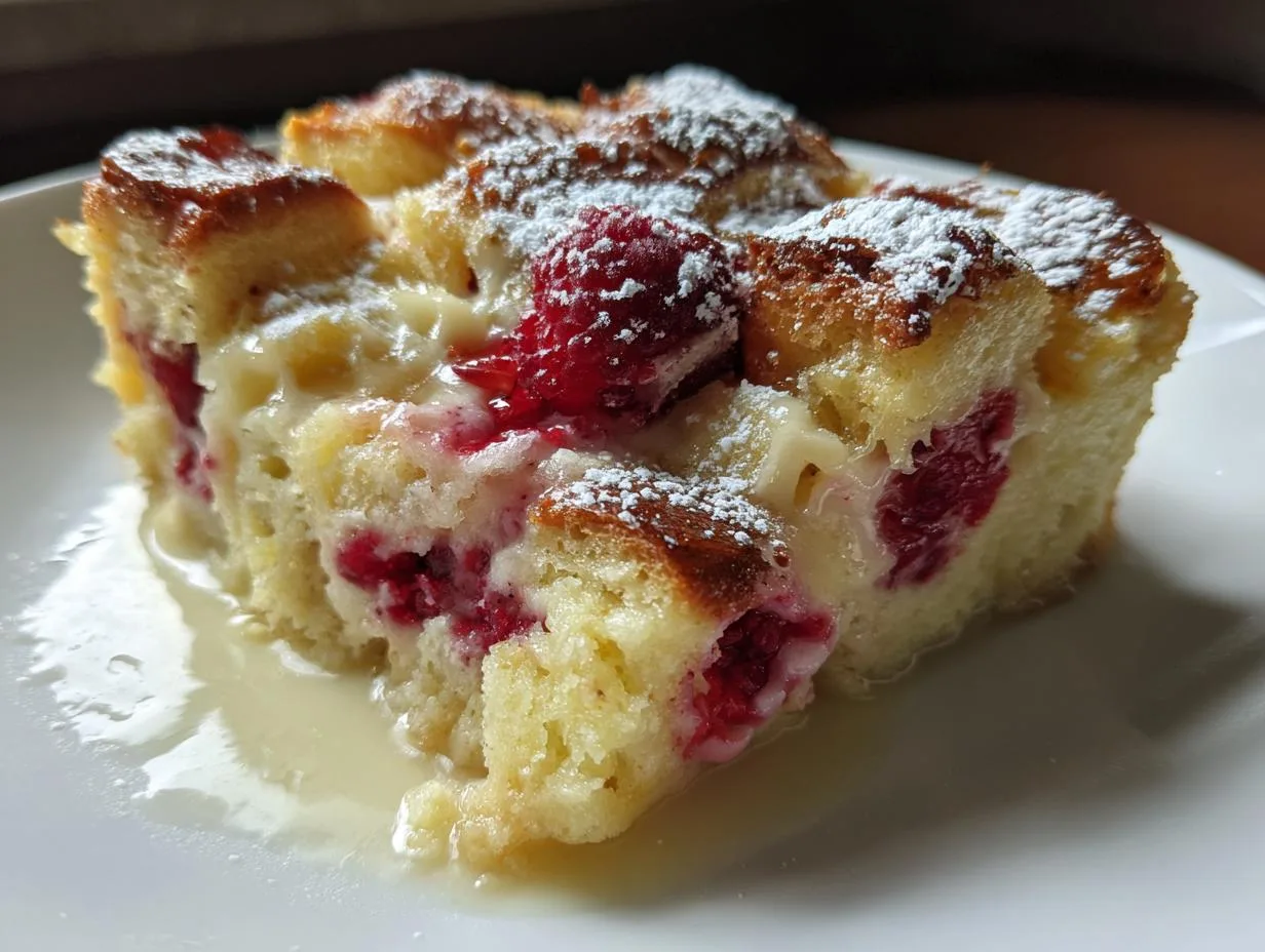 "Divine 4-Ingredient Crockpot Raspberry Bread Pudding Everyone Craves"