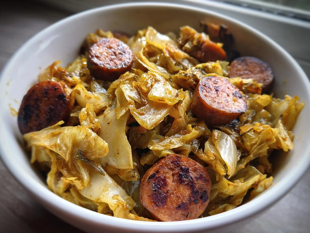 Hearty 7-Ingredient Keto Crockpot Cabbage and Sausage Bliss