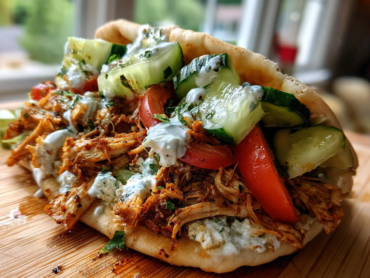 Perfect Slow Cooker Greek Chicken Gyros in 6 Hours