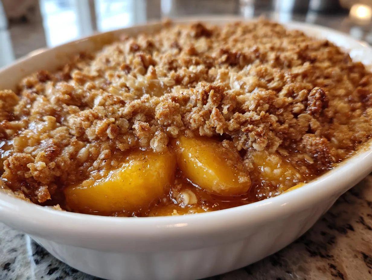 Magical Slow Cooker Peach Crisp with Perfect 6-Ingredient Topping
