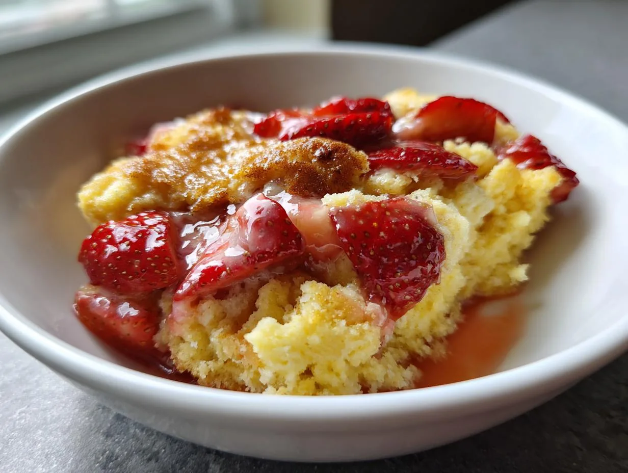Unbelievably Easy 5-Ingredient Slow Cooker Strawberry Dump Cake