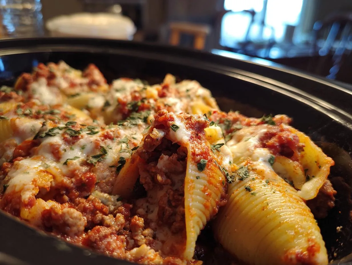 Irresistible Slow Cooker Stuffed Shells with Meat Recipe