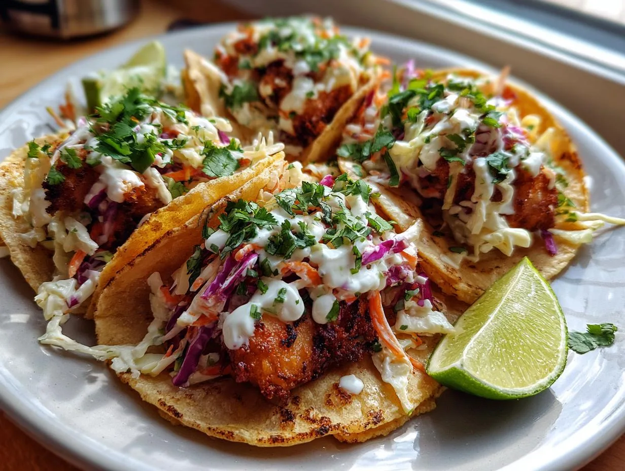 Crispy Baja Fish Tacos with Creamy Slaw in 25 Minutes